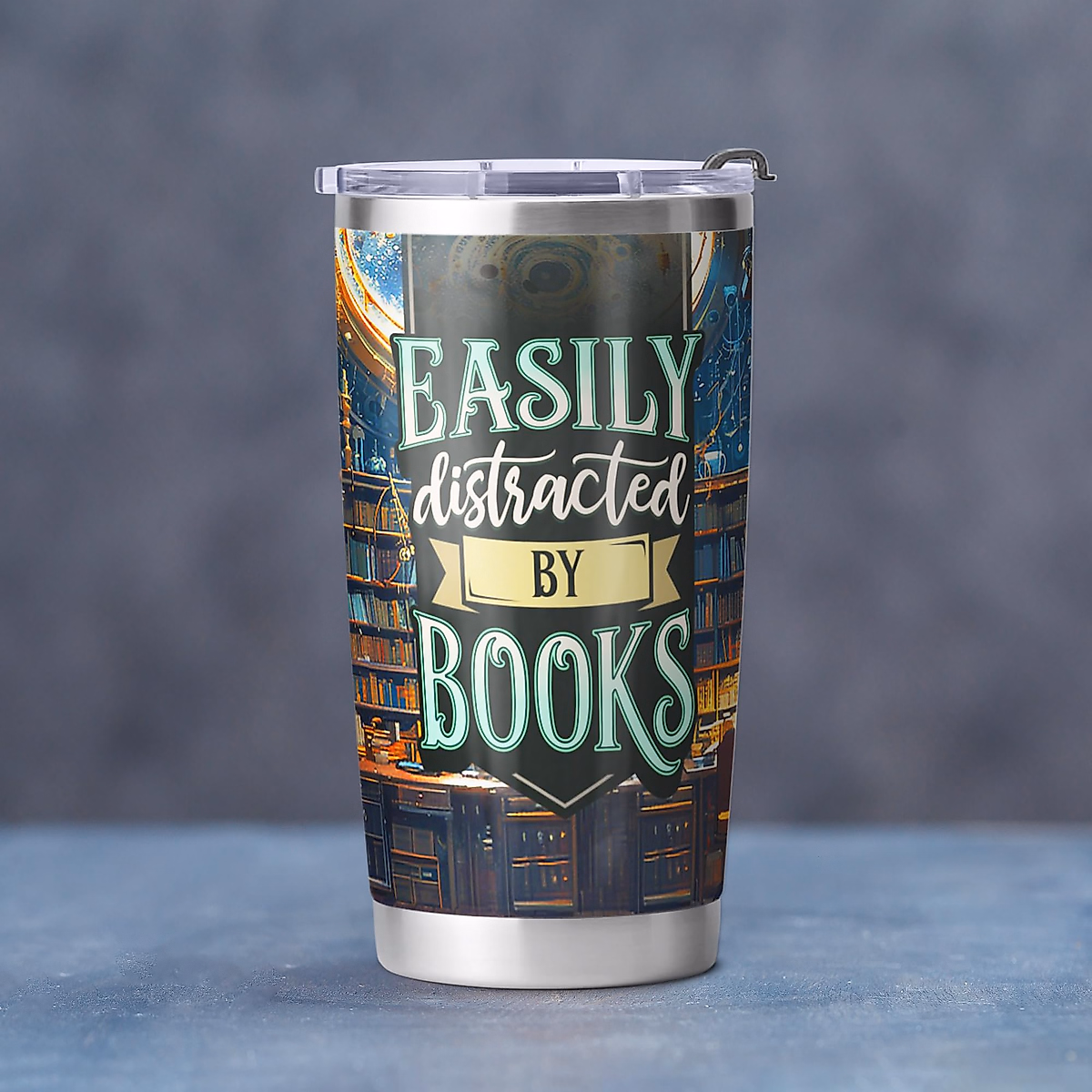 Bad Bananas Gifts for Book Lovers and Readers - 20oz Stainless Steel Tumbler - Easily Distracted By Books