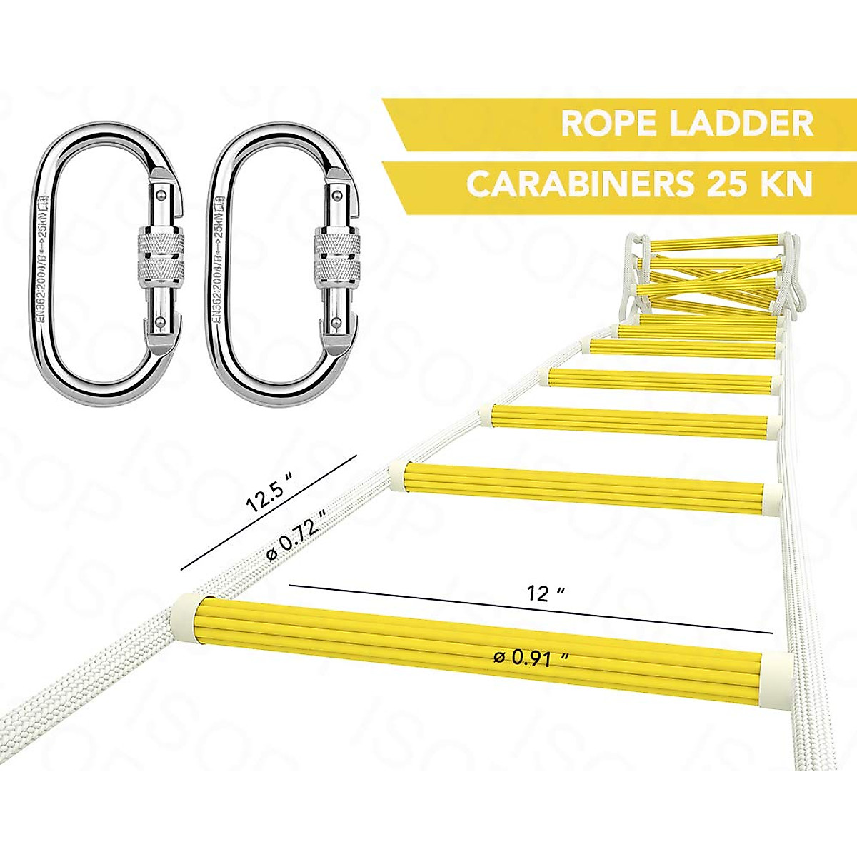 Fire Emergency Combo Set - Rope Ladder & Escape Bag for Whole Family incl. Pets up to 50 Pounds - Rescue Ladder 13ft and Fire Evacuation Bag - Safety Equipment - Rescue Bag for Dogs or Cats (Medium)