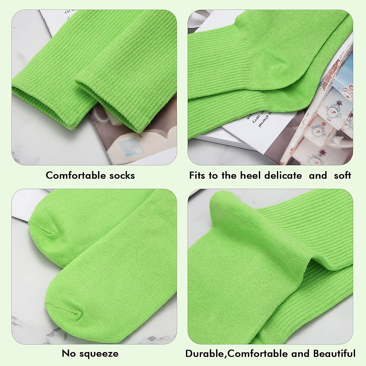 kimteny 20 Pairs Womens Socks, Solid Color Crew Socks Colorful Lightweight Cotton Athletic Socks