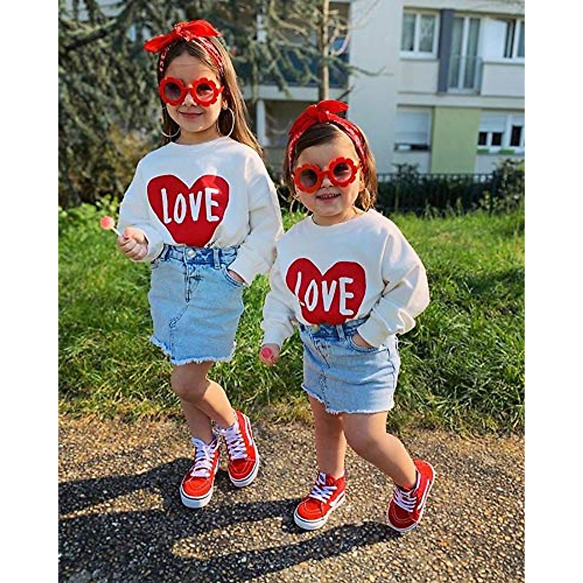 Infant Toddler Baby Girls Love Printed Pullover Sweatshirt Long Sleeve Casual Sweater Top Valentine's Day Clothes (Love Printed, 1-2T)