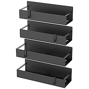 HuggieGems 4 Pack Magnetic Spice Storage Rack Organizer for Refrigerator and Oven, Black Fridge Organizers and Storage