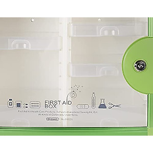 Glosen Locking Medicine Cabinet Wall Mounted and Portable Storage Container Big Capacity Green