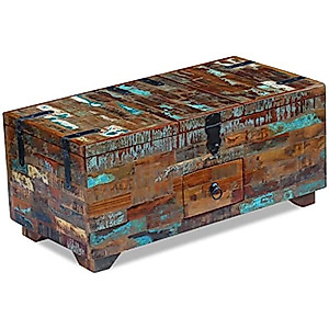 QJBSAVVA Coffee Table Box Chest Solid Reclaimed Wood 31.5"x15.7"x13.8",Living Room Furniture Side Tables Narrow Bedside Tables Suitable for Meeting Rooms, Reception Rooms, Offices