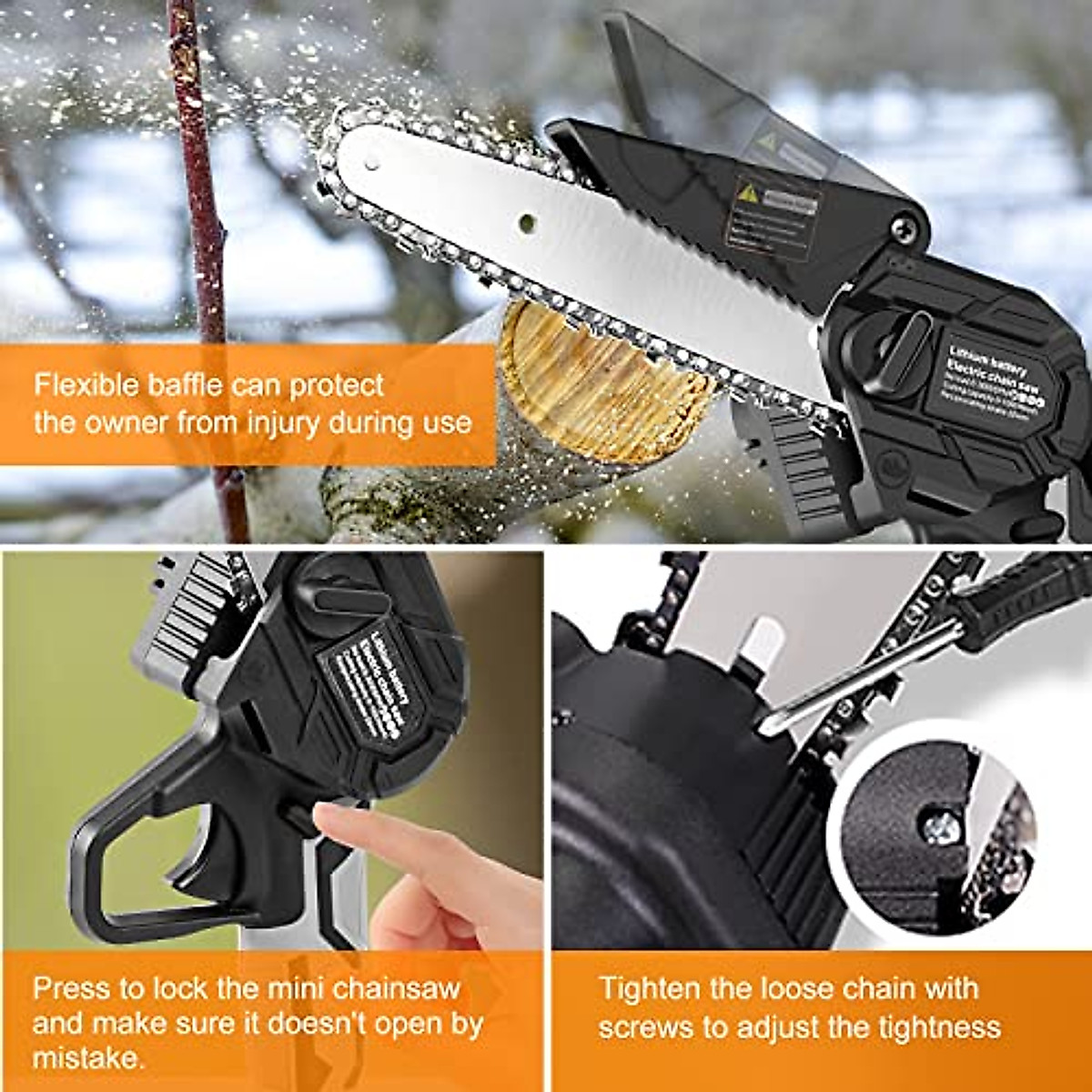 Gocheer Mini Chainsaw 6 Inch, Upgraded Electric Cordless Chainsaw Portable Handheld Chainsaw with 24V Rechargeable Battery, Mini Chainsaw Cordless for Branch Wood Cutting Tree Pruning Branches Shears