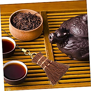 Gogogmee Small Broom Pendant Broom Desktop Broom Sweeping Hand Broom Keyboard Broom Whisk Broom for Tea Ceremony Natural Whisk Broom Tea Ceremony Broom Small Cleaning Broom Brown Silk