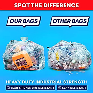 65 Gallon Clear Trash Bags , (50 Bags w/Ties) Clear Recycling Plastic Garbage Bags. 60 Gallon, 64 Gallon, 65 Gallon Trash Bags