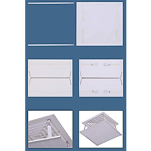 Liveinu Canvas Air Deflector Adjustable Reusable Heat and Air Deflector for Drop Ceiling Vents RV, Home HVAC, AC and Ceiling Registers Air Conditioner Deflector White 23"x23" Inch