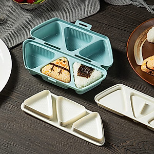Sunormi Triangle Sushi Mold 6 at Once Cavity Press Onigiri Rice Balls Non-stick Maker Tools For Seaweed Cilantro Rice Balls