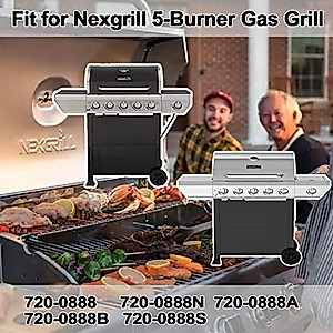 Hisencn 304 Stainless Steel Grill Parts for Home Depot Nexgrill 720-0830H, 5 Burner 720-0888 720-0888N 720-0888S Gas Grill, Grill Burner, Heat Plate, Cooking Grates Parts, 13 x 17
