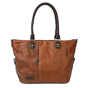 CHALA Laser Cut Crossbody Shoulder bag Tote Bag Faux Leather Brown (Handbag Only)