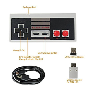 USonline911 2X 2.4GHz Game Console Wireless Controller Joystick Gamepad for Nintend Entertainment System NES Mini Classic Edition