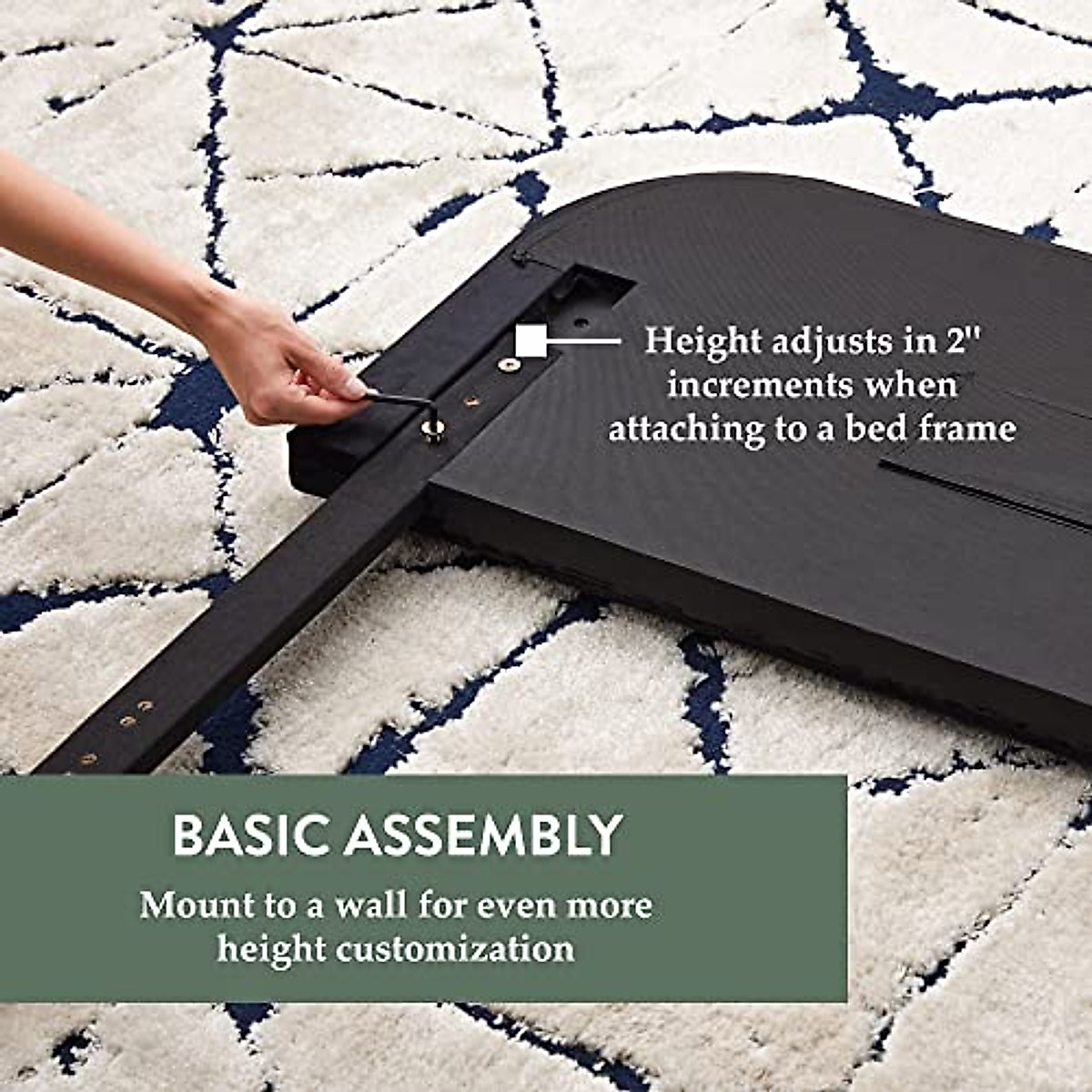 Edenbrook Miller Low Profile, Performance Velvet Headboard for Queen Size Bed-Green Upholstered Queen Headboard