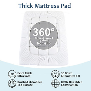 songlibin Mattress Topper,Extra Thick Mattress Pad for Back Pain,Cooling Mattress Cover with 21'' Deep Pocket, Breathable Bed Topper for Hot Sleeper(White), King(78''×80'') (JMCL5-20230603)