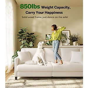 Welzona 83" Sofas for Living Room, Comfy Love Seat Couches, Teddy Fleece Loveseat Sofa, Tool-Free Setup Couches for Living Room, All-Wood Sofa Couch, Small Couch 2 Pillow Included, Beige