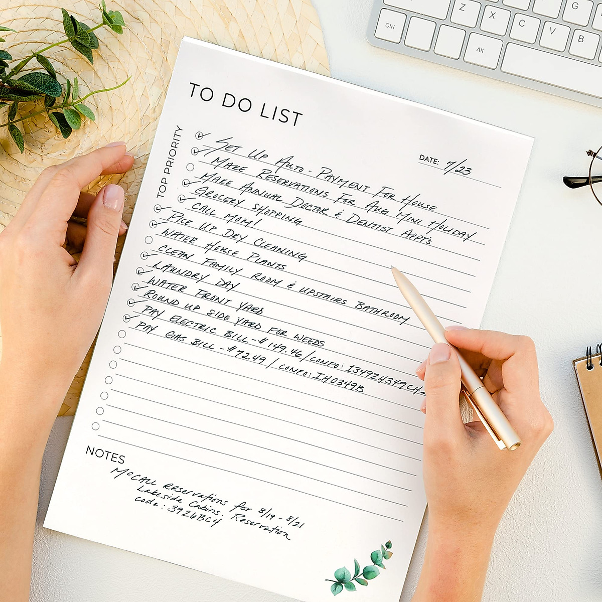 Simplified To Do List Notepad 8.5" x 11" - Made in USA - Easily Organize Your Daily Tasks And Boost Productivity - The Perfect Undated Planner Notebook w Checklist For Women