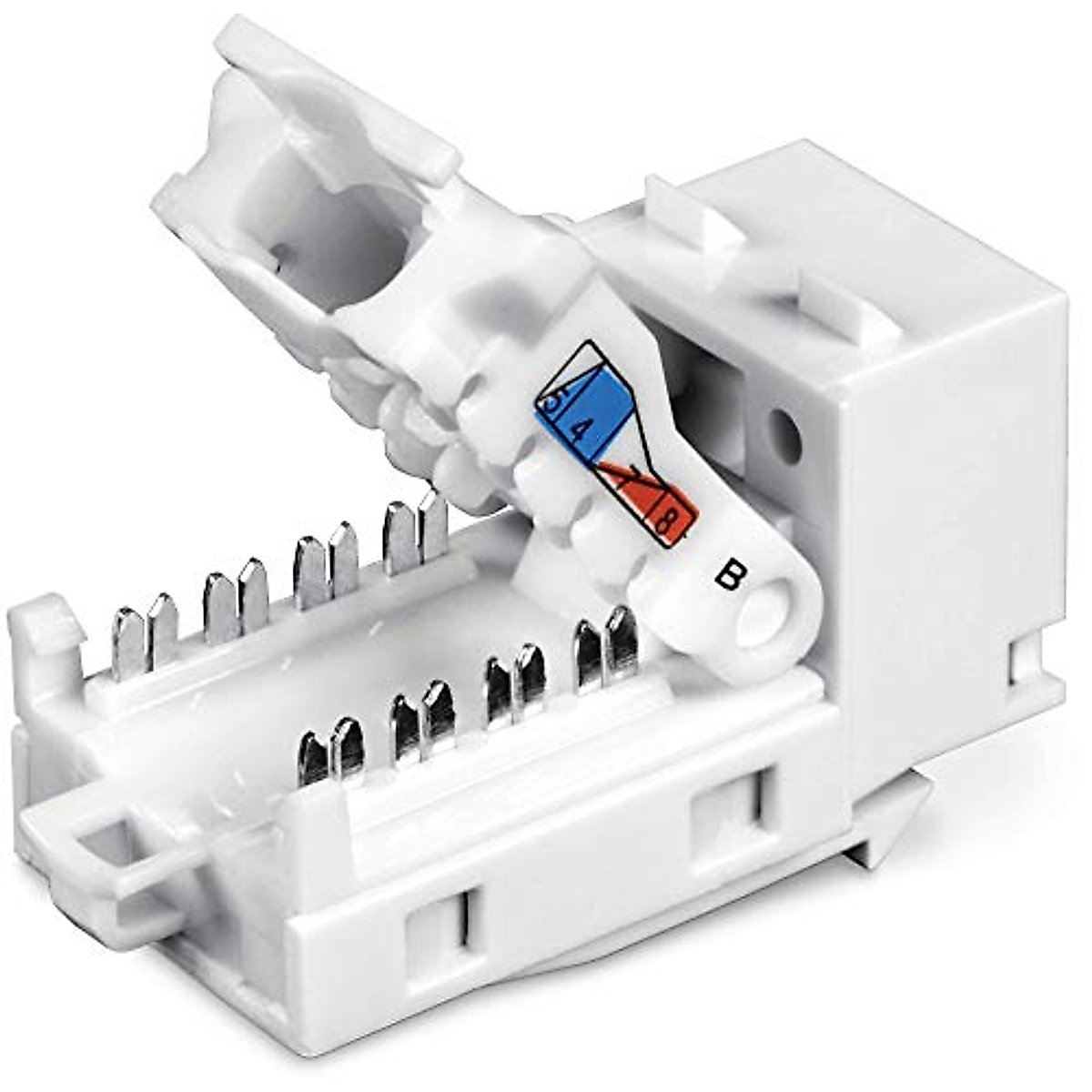 TRENDnet Cat6 Keystone Jack, 25-Pack Bundle, 90° Angle Termination, Compatible with Cat5, Cat5e, Cat6 Cabling, Color-Coded Labeling, Gold-Plated Contacts, Tool-Less Design, White, TC-K25C6