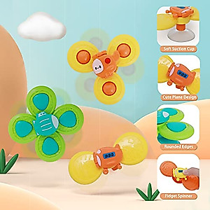 Cuterabit 3PCS Baby Spinners with Suction Cups, High Chair Baby Toys, Spinners for Babies, Bath Toys for Toddlers 18 Months, 2, 3 Years Old Boys and Girls