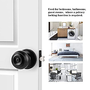 Probrico (8 Pack Matte Black Privacy Door Knobs Keyless Interior Locks for Bedroom or Bathroom, Modern Flat Ball Keyless Bath/Bed Door Handles