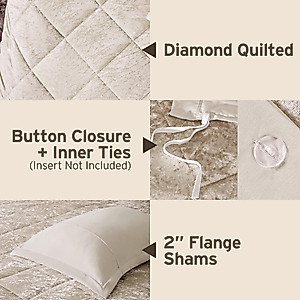 Intelligent Design King Duvet Cover Set, Velvet King Duvet Set, Luxury Diamond Quilting, Lustrous Duvet Cover, Fluffy Duvet Cover, Decor Pillow & 2 Shams, 4 Pieces, Felicia King/Cal King, Champagne