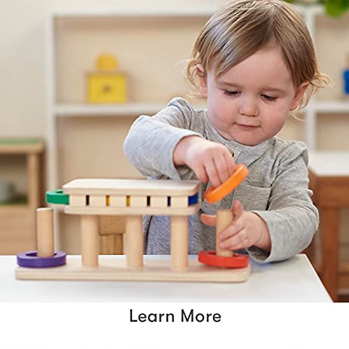 MEYOR Montessori Wooden Ring Slide Toys for Toddler Baby's Hand-Eye Coordination & Hands-on Skills