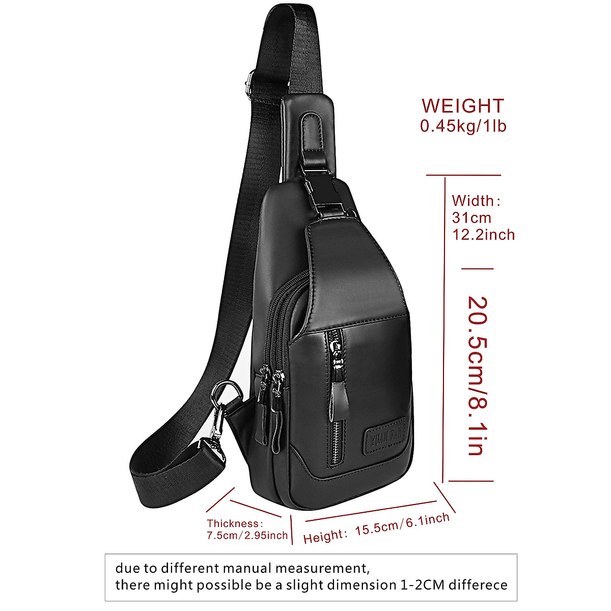 Leather Sling Bag Purse Chest Shoulder Backpack,Crossbody Bags for Men Outdoors