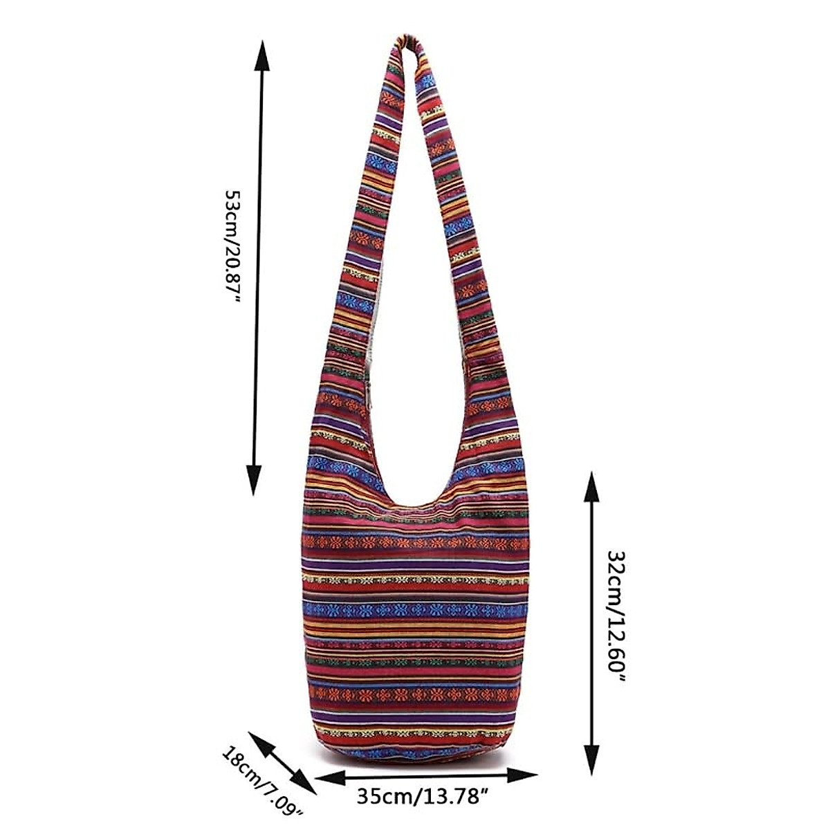 LingTang Women Hippie Shoulder Bags Large Purses Ethnic Tote Handbag Travel Bag (Red)