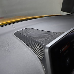 RURZTDAKM Car Center Console Dashboard Horn Decorative Protector Cover,Real Carbon Fiber Trim,Fit for Toyota Supra GR A90 A91 MK5 2019-2022,Auto Interior Accessories (Black Carbon Fiber)