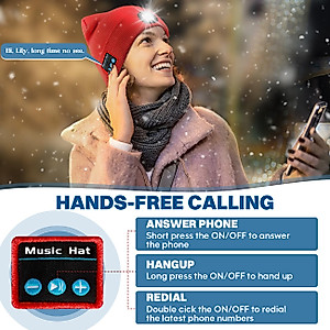 Bosttor Bluetooth Beanie Hat with Light, Headlamp Cap with Headphones and Built-in Speaker Mic, Gifts for Men Women Teen