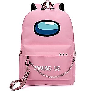 ChamZA Classic Us Backpack Unisex Bookbag w USB & Headphone Ports & Cables High-Capacity Book Bags for Boys Girls Comfortable Stylish Adults' Daypack (Pink), 17.7x 5.9 X 12.6 inch