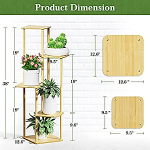 MUDEELA Plant Stand Indoor, 5 Tier Bamboo Corner, Tall Shelf Multiple Plant Holders for Indoor, Outdoor, Corner, Living Room, Balcony, and Bedroom