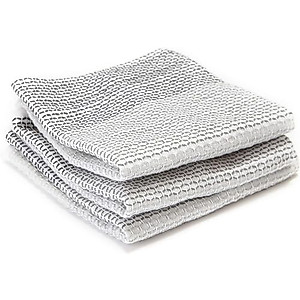 Full Circle Tidy 100% Organic Cotton Dish Cloths, Set of 3, Grayscale