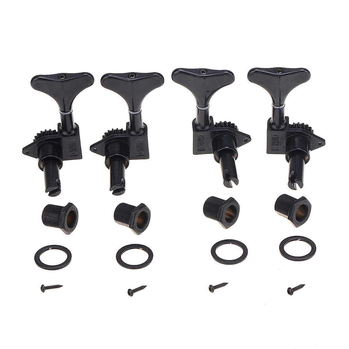 Wilkinson 2R2L 20:1 Ratio Bass Tuners Machine Heads Tuning Pegs Keys Set for Ibanez Style Electric Bass, Black