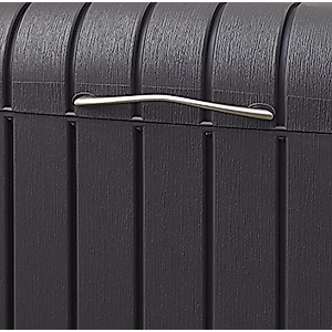 Keter Copenhagen 32 Gallon Resin Large Trash Can with Lid for Patio and Outdoor Kitchen, Brown