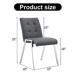 ZEnvya Dining Chairs High Back Leather Grid Side Chairs Upholstered Armless Chair with Metal Legs for Home Kitchen Living Rooms and Office (Gray 4-Piece)