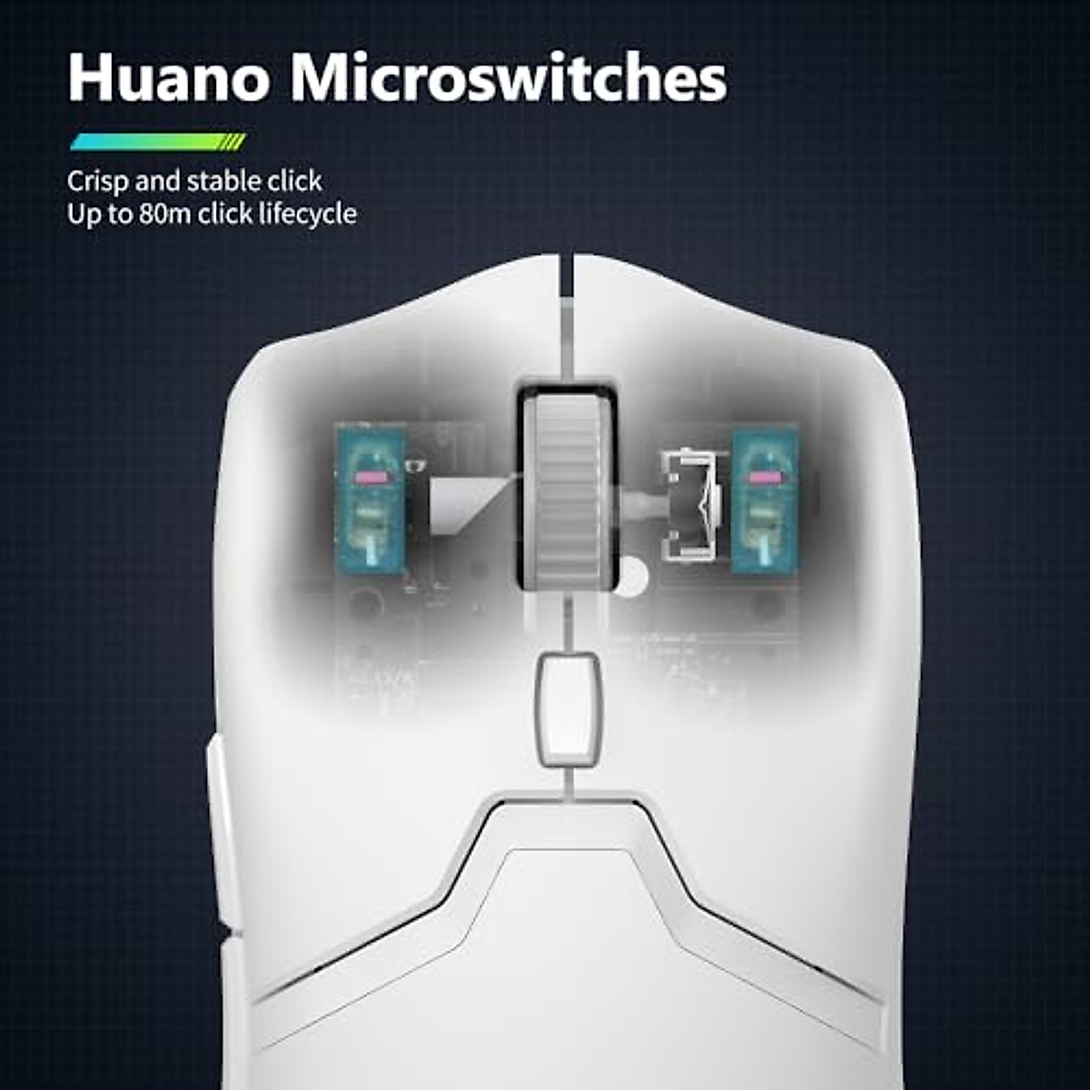 DeLUX M800PRO Wireless Gaming Mouse, Rechargeable Lightweight Computer Mouse, with PAW3395 Sensor 26000DPI, Tri-Mode, Huano Pink Switches, Matt UV Coating (White)