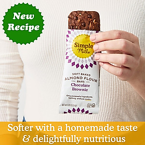 Simple Mills Almond Flour Snack Bars (Chocolate Brownie) with Organic Coconut Oil, Chia Seeds, Sunflower Seeds, and Flax Seeds, 6oz, 1 Count