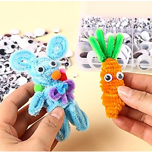 LinaLife 700 Pieces 4mm -12mm Black Wiggle Googly Eyes with Self-Adhesive for Craft Decorations Google Eyes for Crafts DIY Scrapbooking Crafts (7 Sizes) with Box