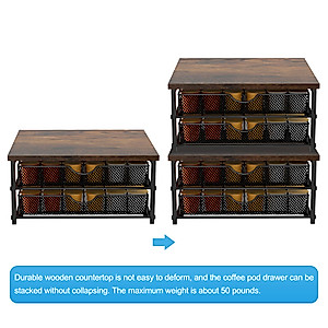 Coffee Pod Drawer Holder Capsule Storage Organizer 2 Tier Coffee Pods Holder With Sliding Baskets for 72 Capacity K Pod, Suit for Home Office Cafe Counter (Black)