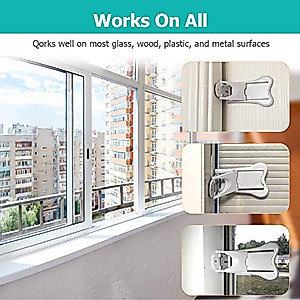 Fangze Sliding Glass Door Child Lock - 6 Pack Baby Safety Slide Window Locks for Kids Proof Patio Closet Doors No Drilling Tools Needed