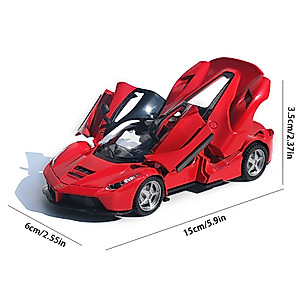 Diecast Toy Car Ferrari Sports Model Car,Zinc Alloy Simulation Casting LaFerrari Pull Back Vehicles,1:32 Scale Supercar Toys with Lights and Sound for Toddlers Kids Children Boys Girls Gift (Red)