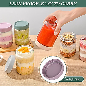 Xileanalee Overnight Oats Containers with Lids 6 Pack-16 Oz Mason Jar with Lids-Overnight Oats Jars Glass Food Storage Containers for Chia Seed Pudding Salad Cereal Coffee Spices