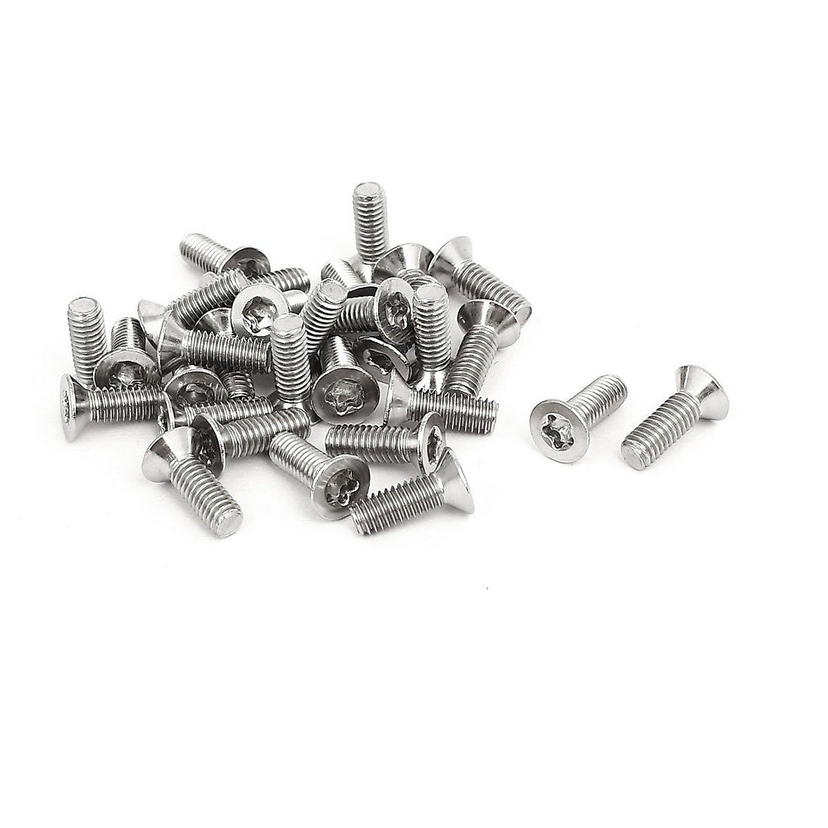 uxcell M4x12mm 304 Stainless Steel Fully Thread Countersunk Flat Head Torx Five-Lobe Screw 30pcs