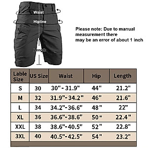HYCOPROT Men's Tactical Cargo Shorts Waterproof Lightweight Casual Work Short Quick Dry Military Army Multi Pockets Ripstop for Hiking, Outdoor, Hunting (36, Black)
