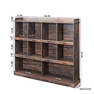 CreekT 10-Shelf Barrister Bookshelf for Bedroom, Tall Bookshelf for Living Room, Large Bookshelf for Bedroom, Open Bookshelf, Bookcase Shelf, Modern Bookshelf, Solid Wood Bookshelf, Cube Shelf