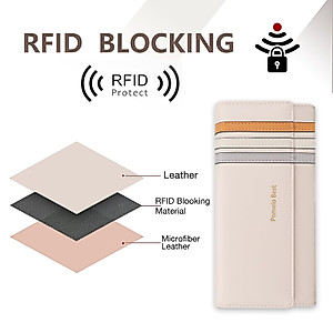 Pomelo Best Wallet Women, Womens Wallet, Wallet for Womens 2024, RFID Blocking Leather Wallet with Multiple Card Slots for Women, Beige