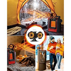 Wood Stove Fan for Buddy Heater, 8 Blades Heat Powered Fan,Dual Motor Heater Fan with Bracket Compatible for Propane Heater, Thermal Eco Fan for Gas Wood Burner Stove Tent Camping Accessories