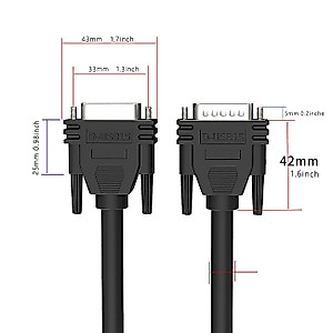 JUXINICE DB15 Male to Male Cable Foil Shielding and Tinned Copper Braid 5 Foot Black D-SUB 15 PIN RS232 Serial Cable 26AWG (5feet /1.5M, Male to Male)