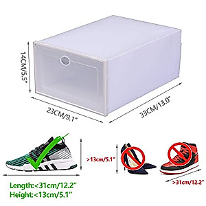 20 PCS Shoe Storage Boxes,Clear Plastic Clamshell Shoebox Stackable Shoe Organizer Foldable Display Box Container Closet Shelf Shoe Organizer,Need to Assemble (Angel White Large Round Holes)