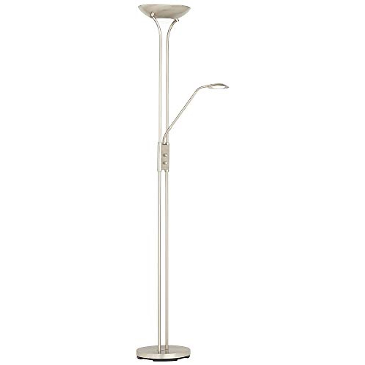 360 Lighting Canby Modern Torchiere Floor Lamp Standing with Side Light LED 72" Tall Brushed Nickel Silver Metal White Acrylic Diffuser for Living Room Reading House Bedroom Home Office