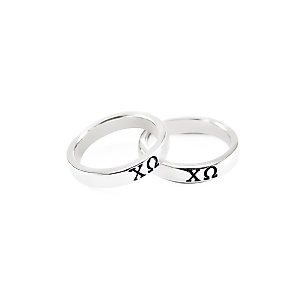 The Collegiate Standard Chi Omega Sterling Silver Skinny-Band Ring (6.0)